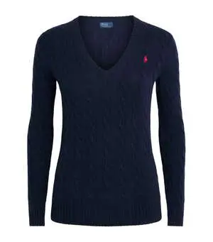 Polo Ralph Lauren Wool-cashmere Cable-knit Kimberly Sweater - Navy