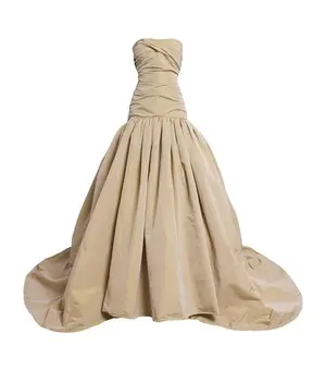 MARMAR HALIM Taffeta Strapless Draped Gown