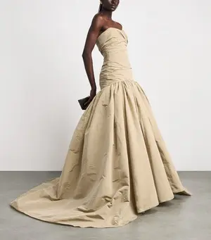 MARMAR HALIM Taffeta Strapless Draped Gown