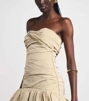 MARMAR HALIM Taffeta Strapless Draped Gown