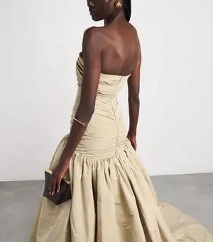 MARMAR HALIM Taffeta Strapless Draped Gown