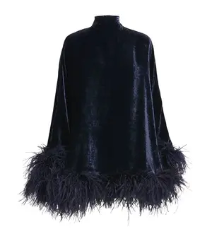 TALLER MARMO Velvet Vegas Disco Kaftan Mini Dress - Navy
