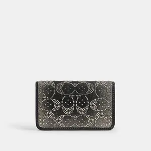 COACH Essential Slim Card Case With Crystal Signature - Silver/black