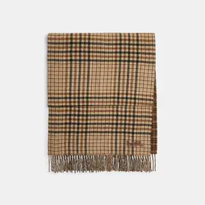 COACH Reversible Plaid Muffler - Camel/multi