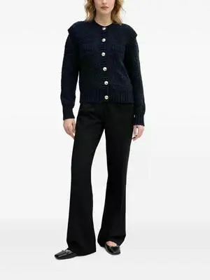 Sisley Bouclé-knit Button-up Cardigan - Blue