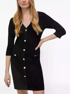 MORGAN Buttoned V-neck Mini Dress - Black