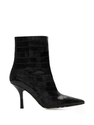 Burberry Dame Crocodile-effect Ankle Boots - Black