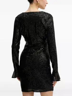 MORGAN Ruffle-cuffs Sequinned Mini Dress - Black