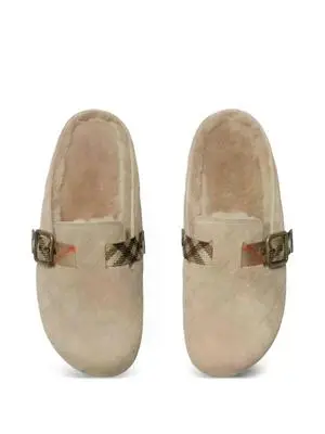Burberry Check Shearling Urchin Clogs