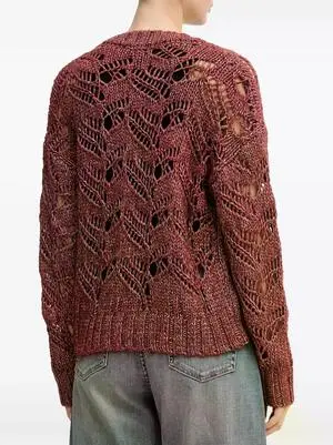 Sisley Open-knit V-neck Sweater