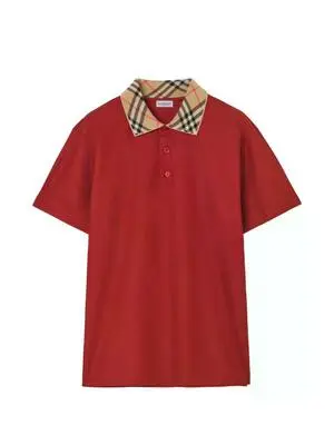 Burberry Check-collar Polo Shirt - Red