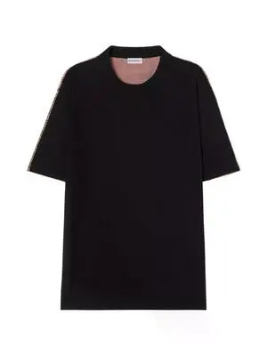 Burberry Check Cotton T-shirt - Black