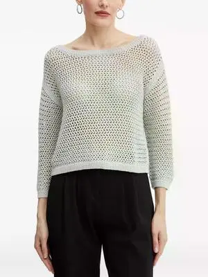 MORGAN Boat Neck Knitted Top - Grey