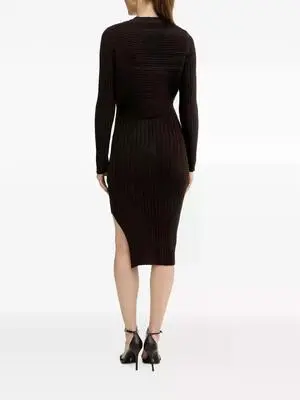 MORGAN Ribbed-knit Side-slit Midi Dress