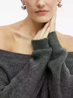 MORGAN Off-shoulder Ribbed-knit Sweater