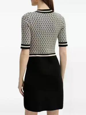 MORGAN Monogram-pattern Button-detail Mini Dress