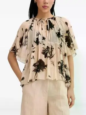 Marc O'polo Floral-print Pleated Blouse - Neutrals