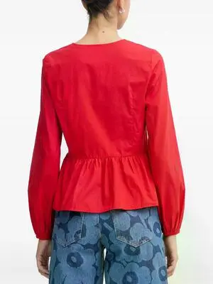 Marc O'polo Lace-up Peplum Blouse - Red