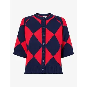 DAMSON MADDER Edie Diamond-pattern Cotton Cardigan - Multi