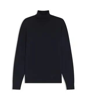 BOSS Turtleneck Sweater In Extra-fine Merino Wool - Dark Blue