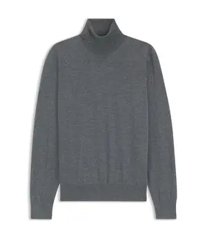 BOSS Turtleneck Sweater In Extra-fine Merino Wool - Grey