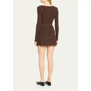 LoveShackFancy Lunelle Pointelle Knit Long-sleeve Mini Dress