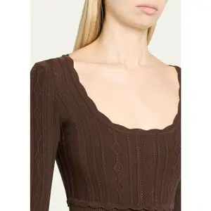 LoveShackFancy Lunelle Pointelle Knit Long-sleeve Mini Dress