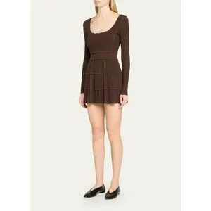 LoveShackFancy Lunelle Pointelle Knit Long-sleeve Mini Dress