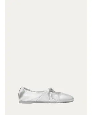 Loewe Pebble Soft Square Toe Ballerina Flats - Silver
