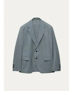 Prada Mouliné Wool Single-breasted Blazer - Multi