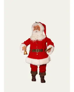 UNIVERSAL STATUES Life-size Santa Claus With Bell & Cookie Animatronic Christmas Decor - Red Multi
