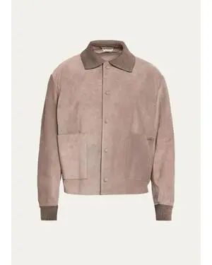 JW Anderson Suede Knit-trim Blouson - Mouse Grey