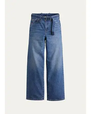 Sacai X Levi's Wide-leg Belted Jeans
