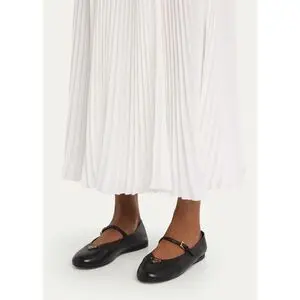 Prada Triangle Logo Leather Mary Jane Ballerina Flats