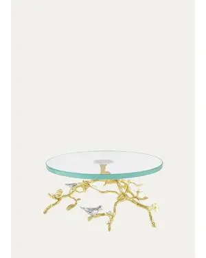 Michael Aram Lovebirds Silver & Gold Glass Cakestand