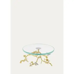 Michael Aram Lovebirds Silver & Gold Glass Cakestand