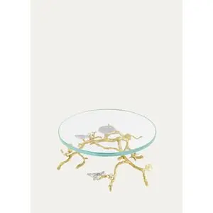 Michael Aram Lovebirds Silver & Gold Glass Cakestand
