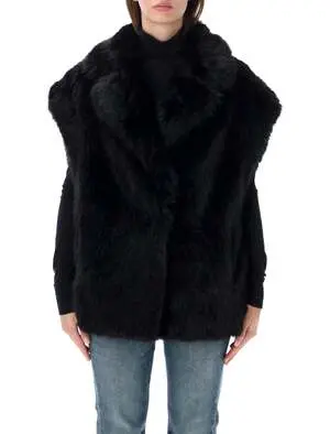 STAND STUDIO Faux Fur Vest - Nero