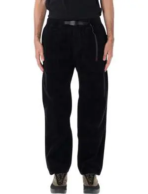 Gramicci Loose Tapered Ridge Pants In Cotton Corduroy With Cinch Belt - Nero