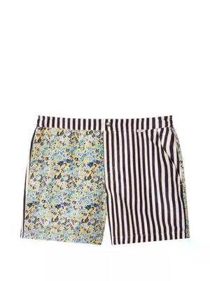 Paul Smith Floral Stripe Print Swim Shorts - Neutrals
