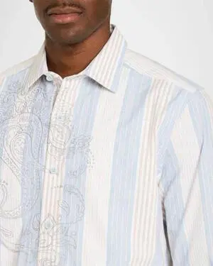 Robert Graham Apos;s Gladstone Paisley Striped Cotton-blend Shirt - Multi