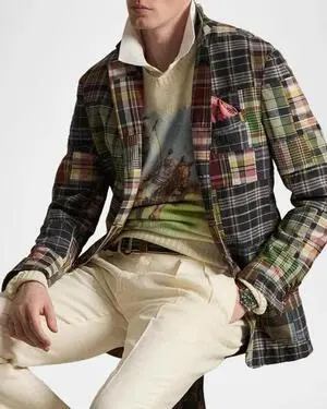 Polo Ralph Lauren Apos;s Checked Cotton Blazer - Patchwork