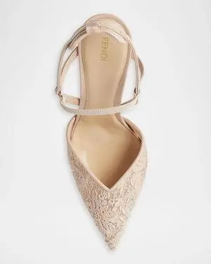 Fendi 95mm Tulle Slingback Pumps