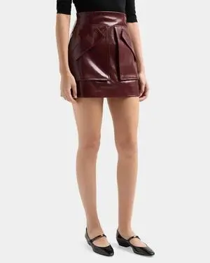 AKNVAS Cherry Faux Leather Mini Skirt - Burgundy