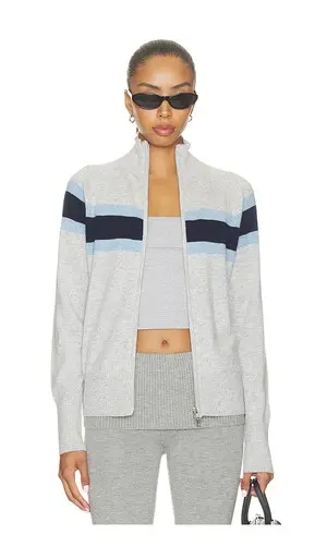 Frankies Bikinis Kingston Cashmere Knit Zip Up In Grey