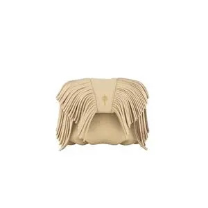 OTRERA Mini Fringe Leather Crossbody Bag Beige - White