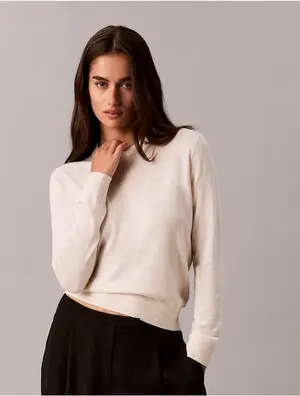 Calvin Klein Extra Fine Merino Crewneck Sweater - Vanilla