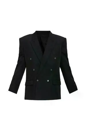 WILLY CHAVARRIA Manuel Pinstripe Double-breasted Jacket - Black