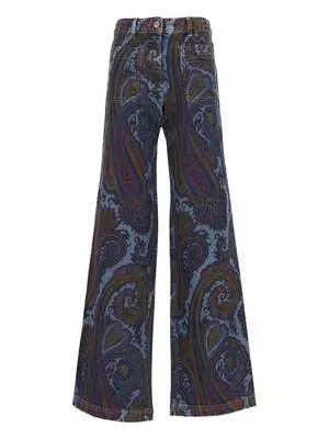 Etro Wide Leg Paisley Jeans - Multicolor