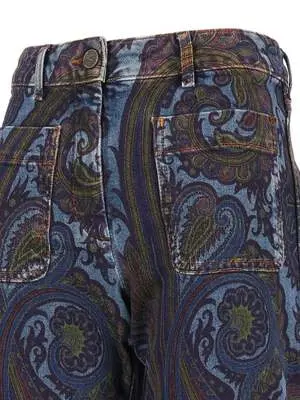 Etro Wide Leg Paisley Jeans